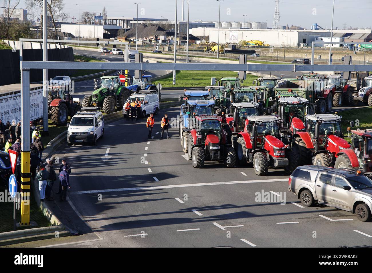 Gent, Belgium. 14th Mar, 2024. Tractors are seen at the 'Turborotonde ...