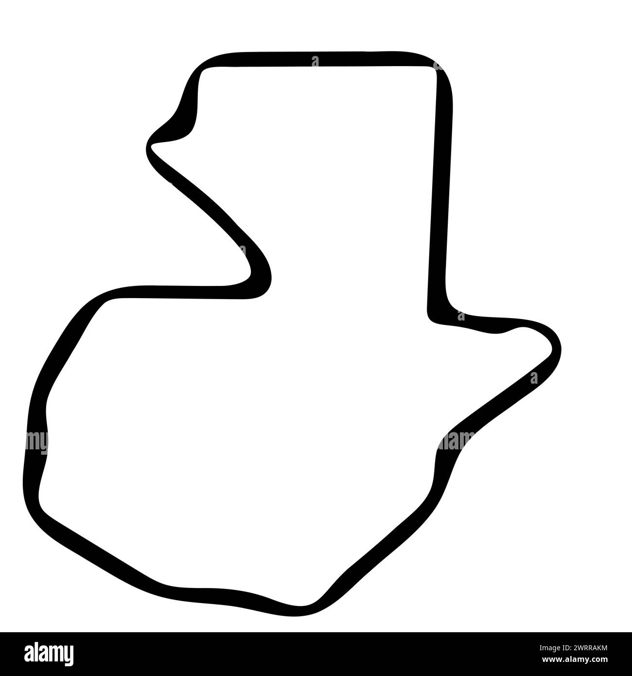 Guatemala country simplified map. Black ink smooth outline contour on ...