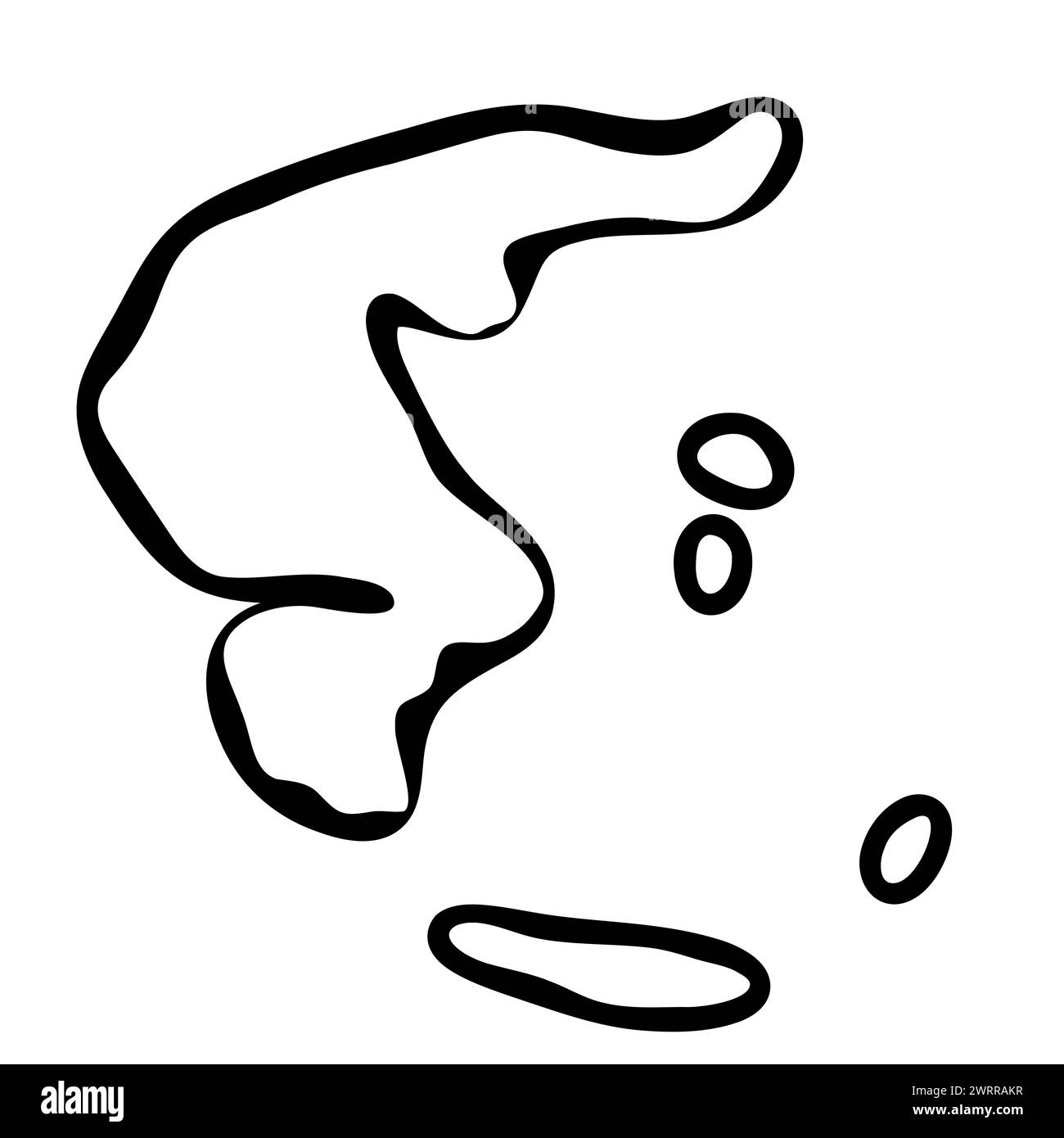 Greece country simplified map. Black ink smooth outline contour on ...
