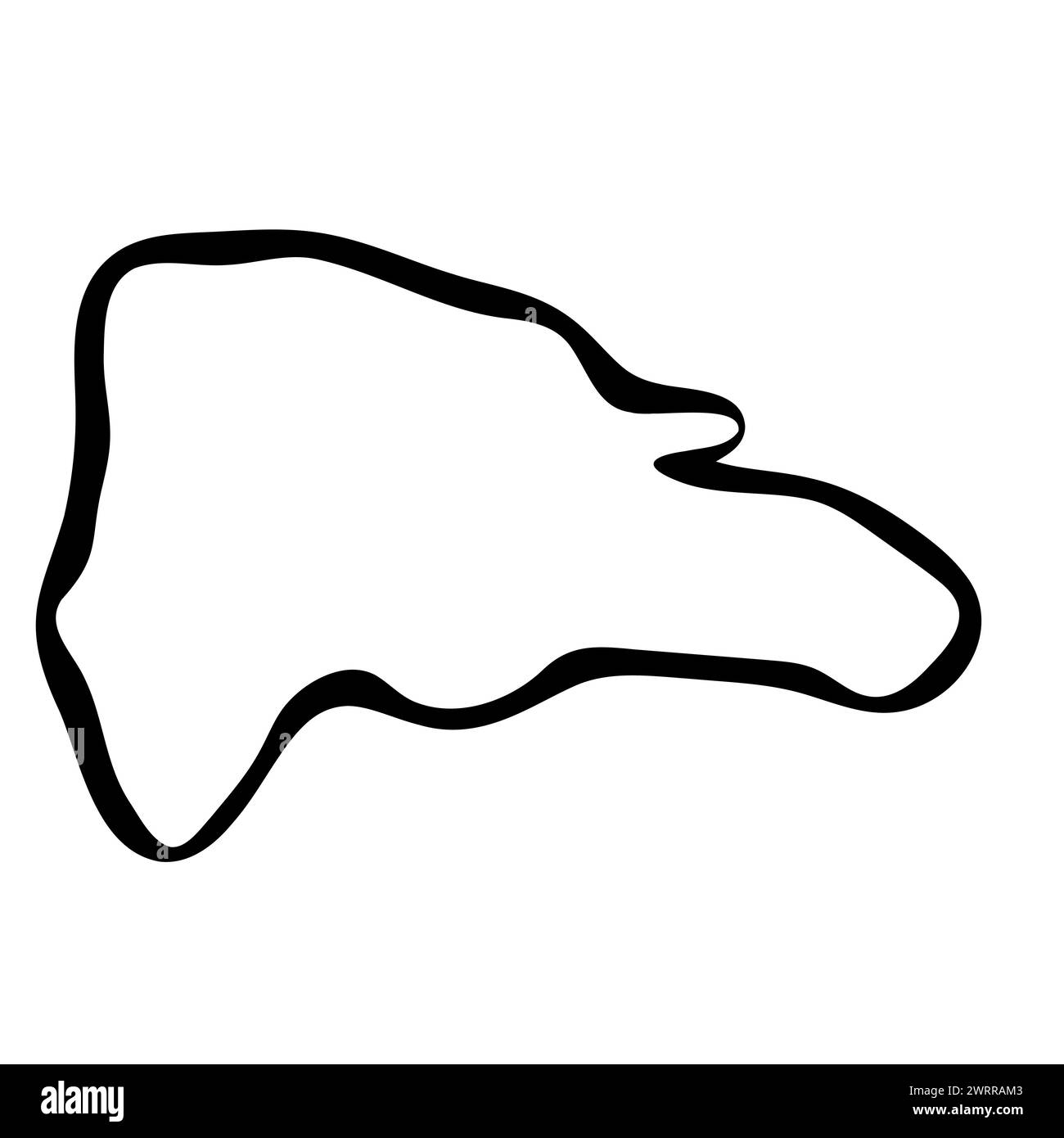 Dominican Republic country simplified map. Black ink smooth outline ...