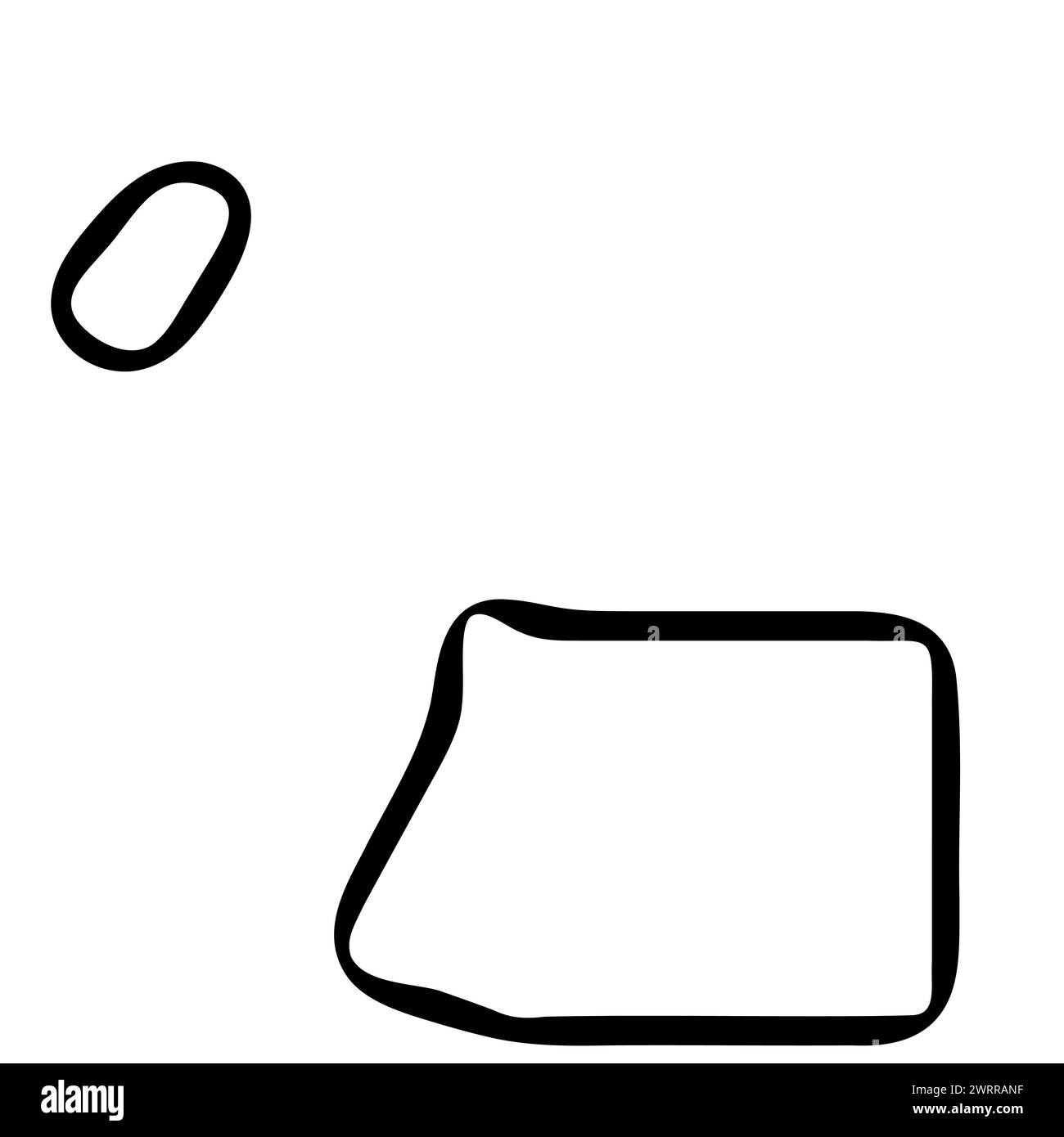 Equatorial Guinea Country Simplified Map Black Ink Smooth Outline