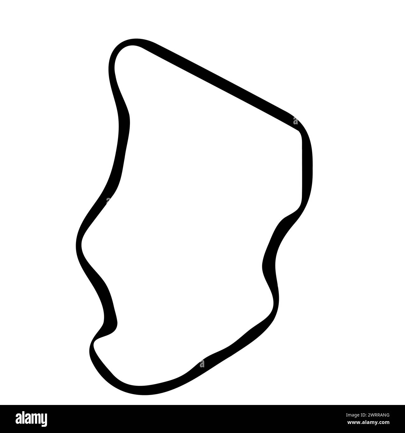 Chad country simplified map. Black ink smooth outline contour on white ...