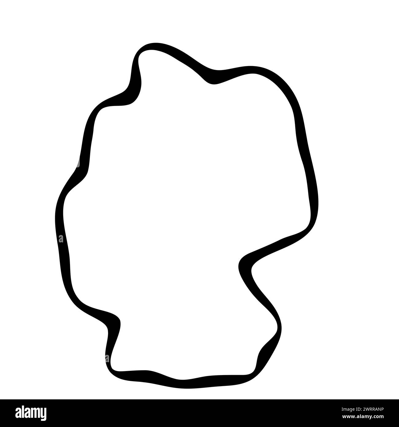 Germany country simplified map. Black ink smooth outline contour on ...
