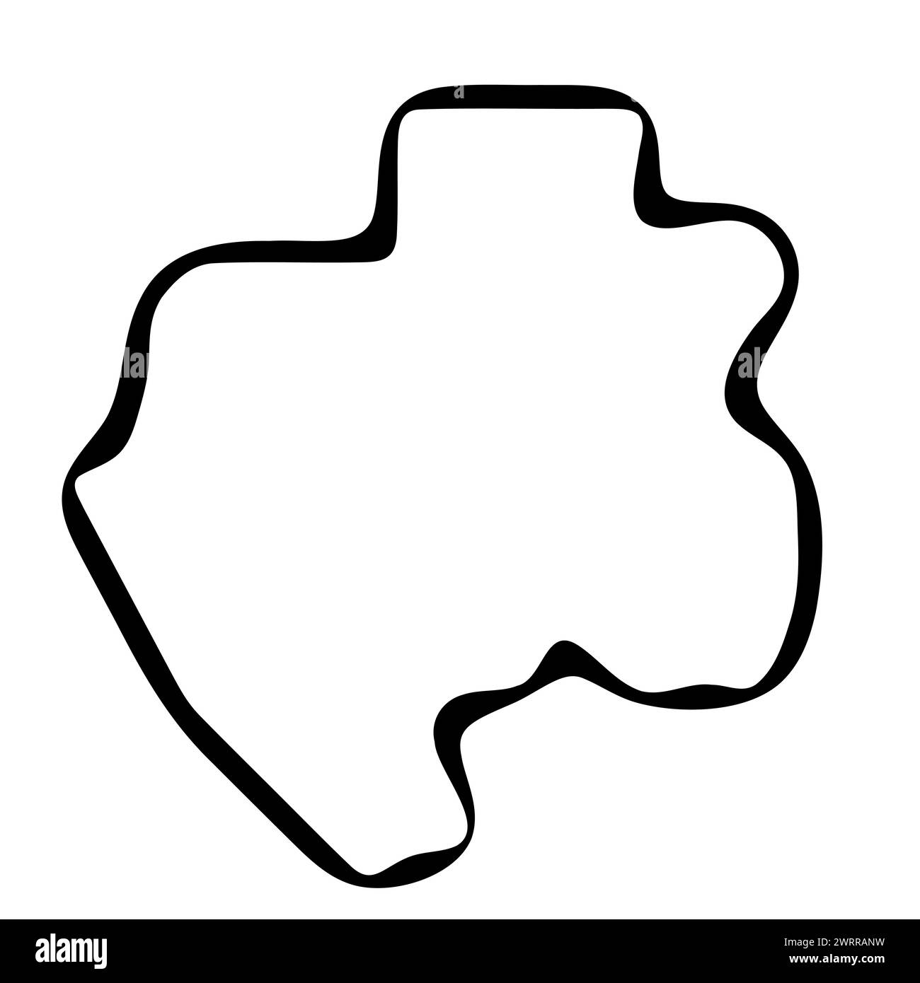 Gabon Country Simplified Map Black Ink Smooth Outline Contour On White