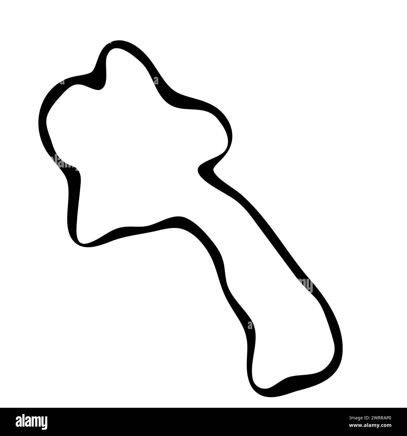 Laos Country Simplified Map Black Ink Smooth Outline Contour On White