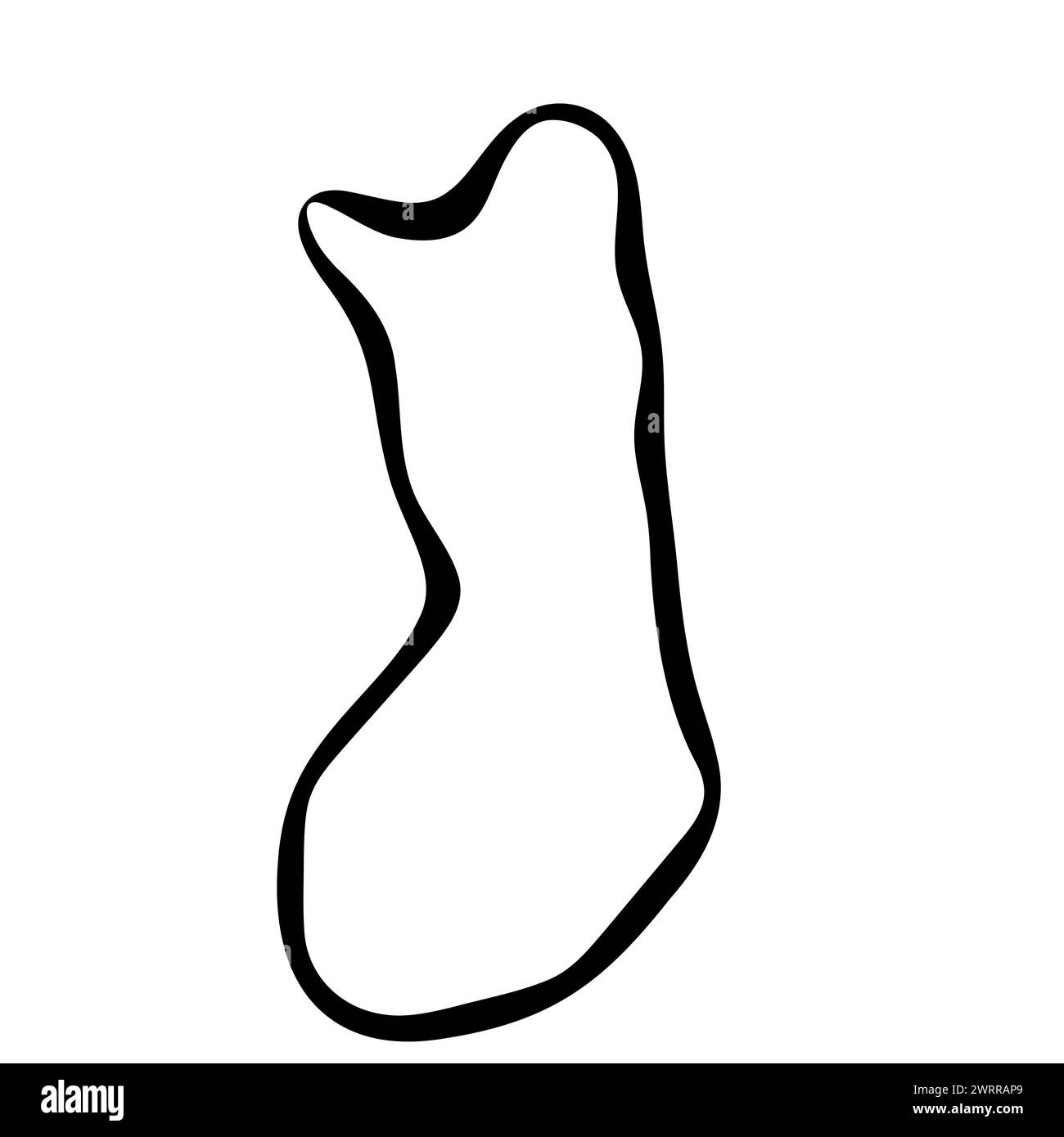 Finland country simplified map. Black ink smooth outline contour on ...