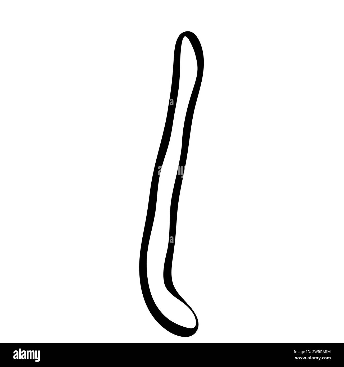 Chile country simplified map. Black ink smooth outline contour on white ...