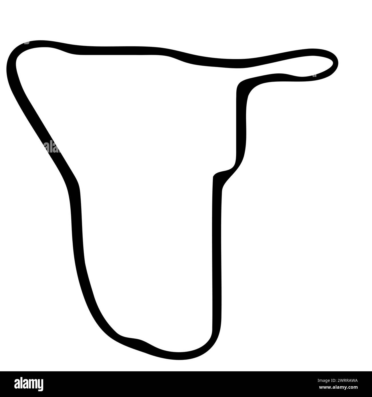 Namibia Country Simplified Map Black Ink Smooth Outline Contour On