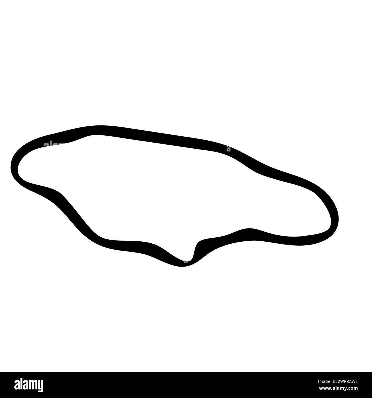 Jamaica Country Simplified Map Black Ink Smooth Outline Contour On