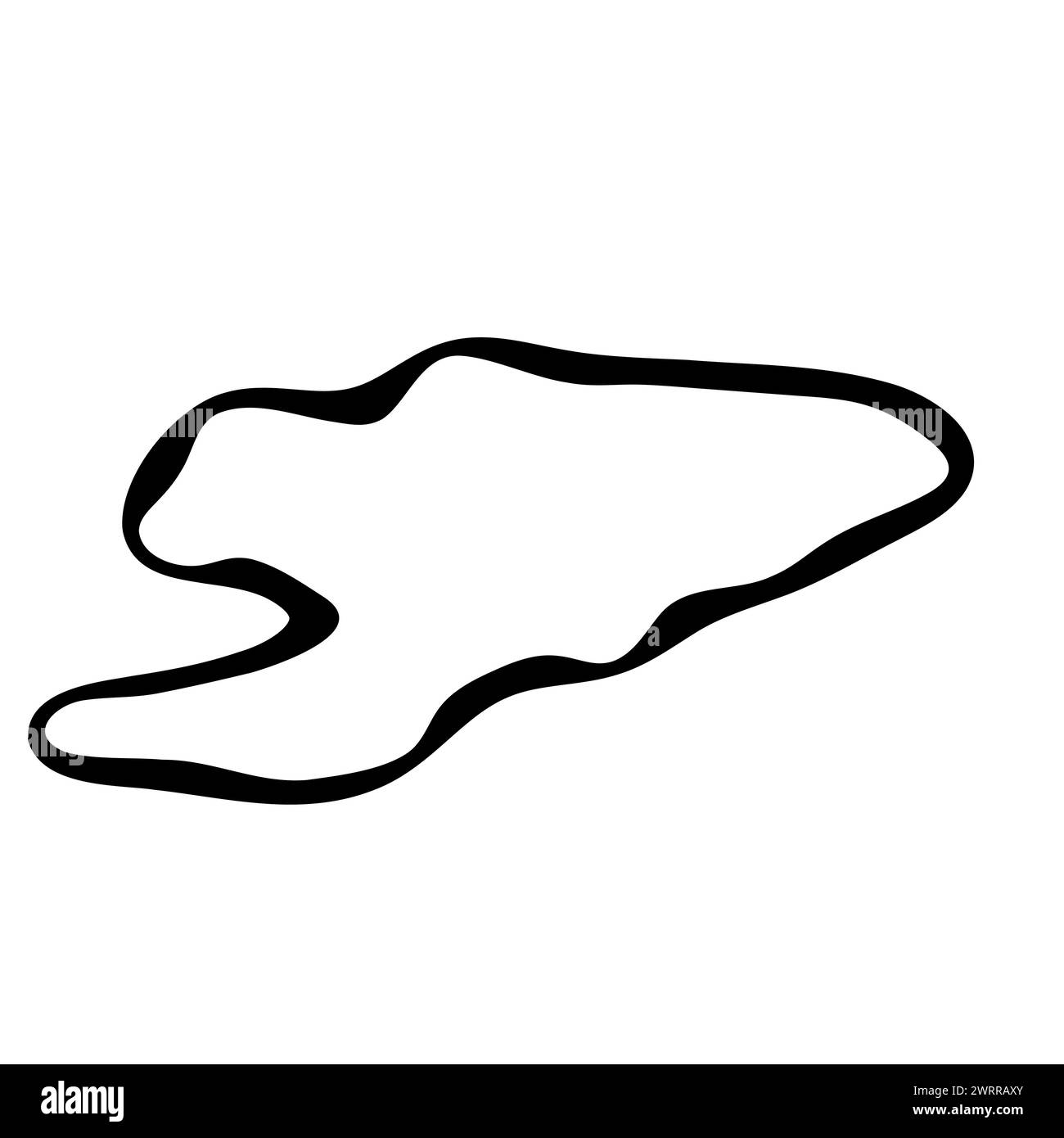 Kyrgyzstan Country Simplified Map Black Ink Smooth Outline Contour On