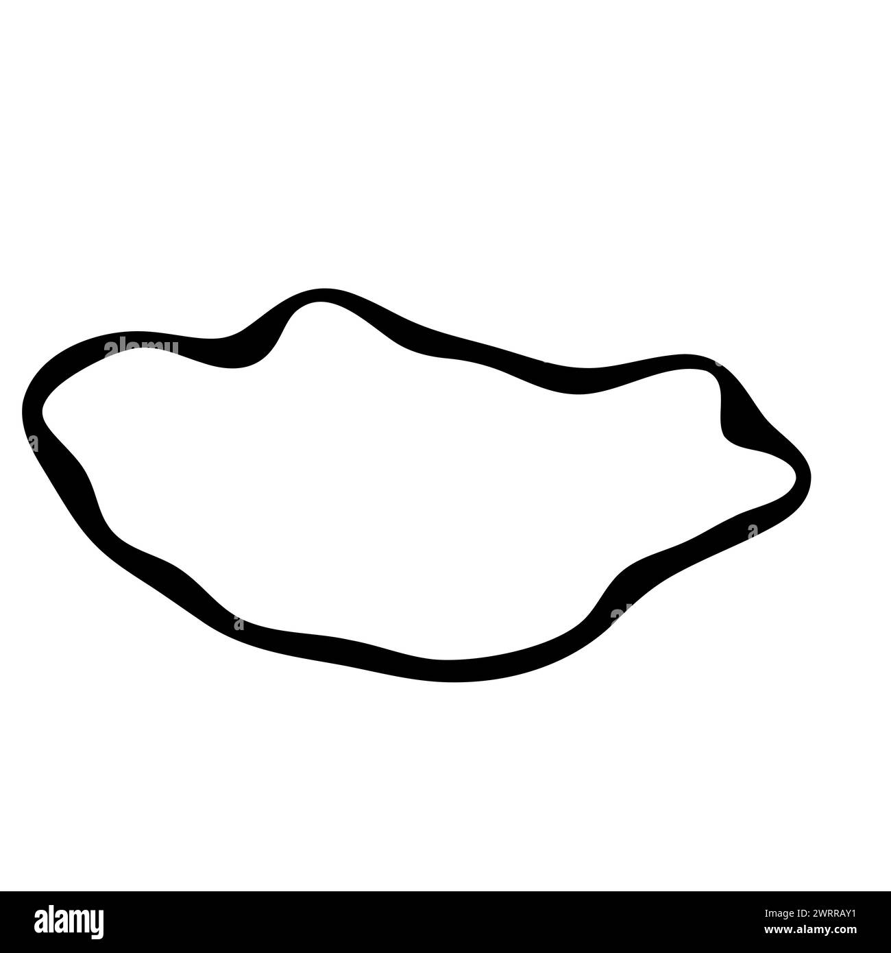 Mongolia country simplified map. Black ink smooth outline contour on ...
