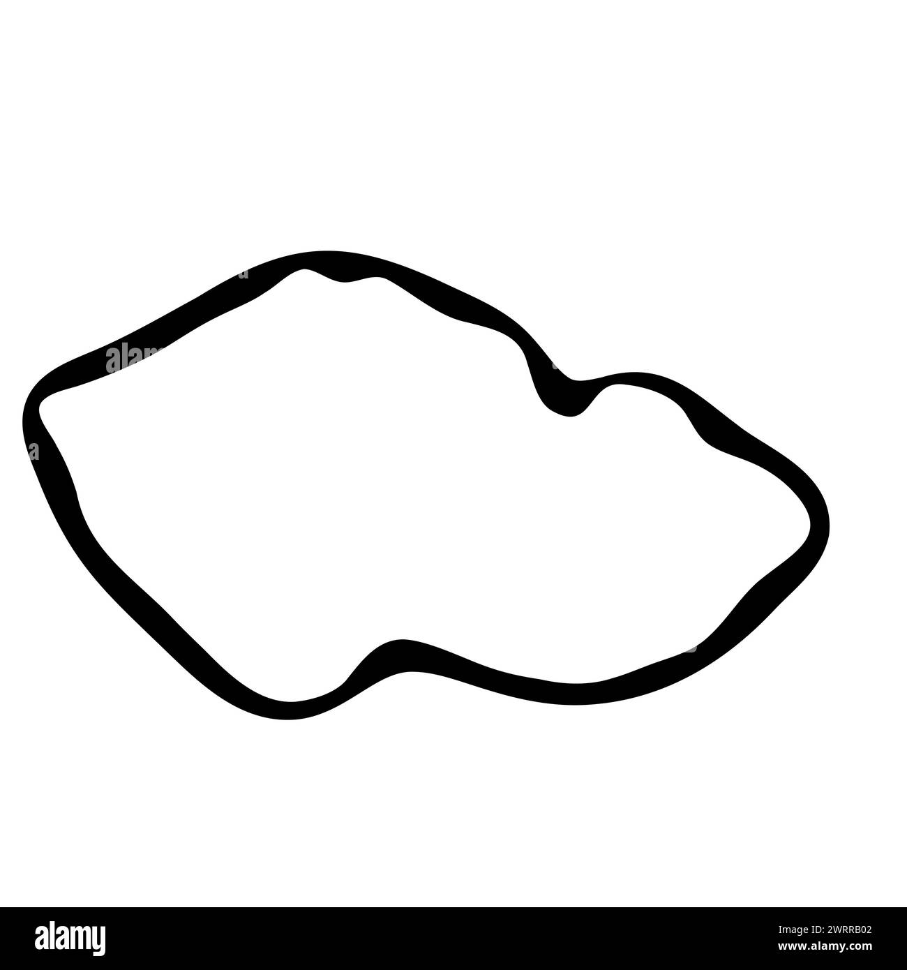 Czech Republic Country Simplified Map Black Ink Smooth Outline Contour