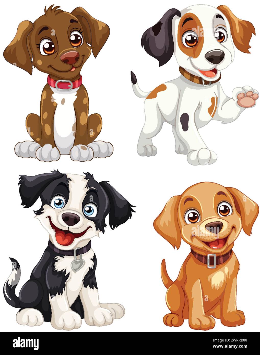 Four cute animated dogs showing various expressions Stock Vector Image ...