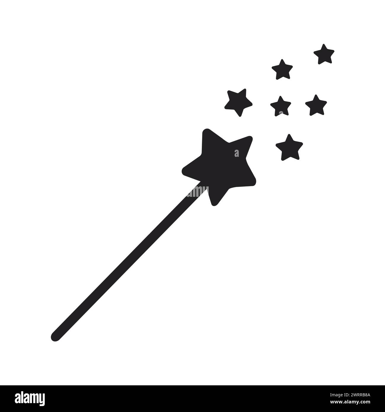 Illustration of silhouette magic wand. Isolated on white background ...