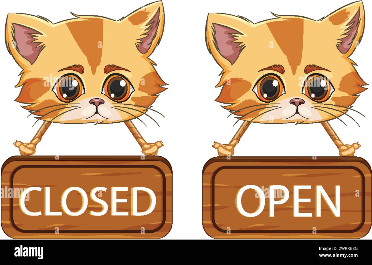 Adorable cartoon cat holding signs indicating status Stock Vector Image ...