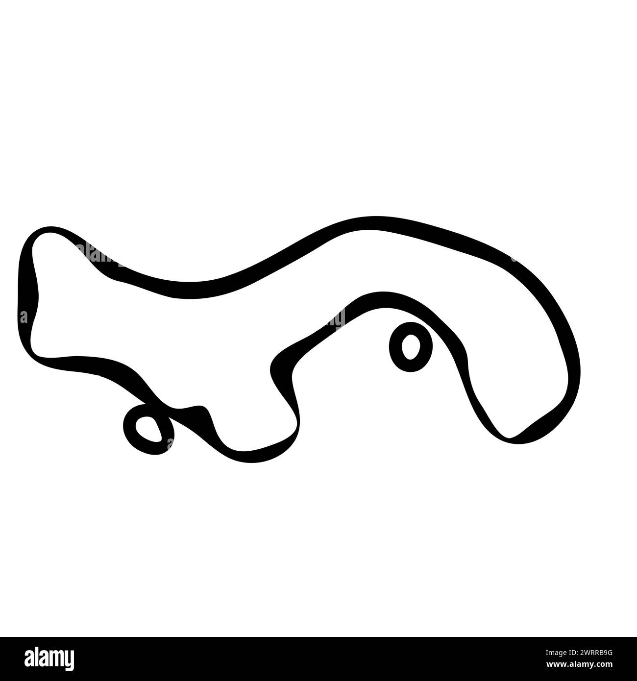 Panama country simplified map. Black ink smooth outline contour on ...
