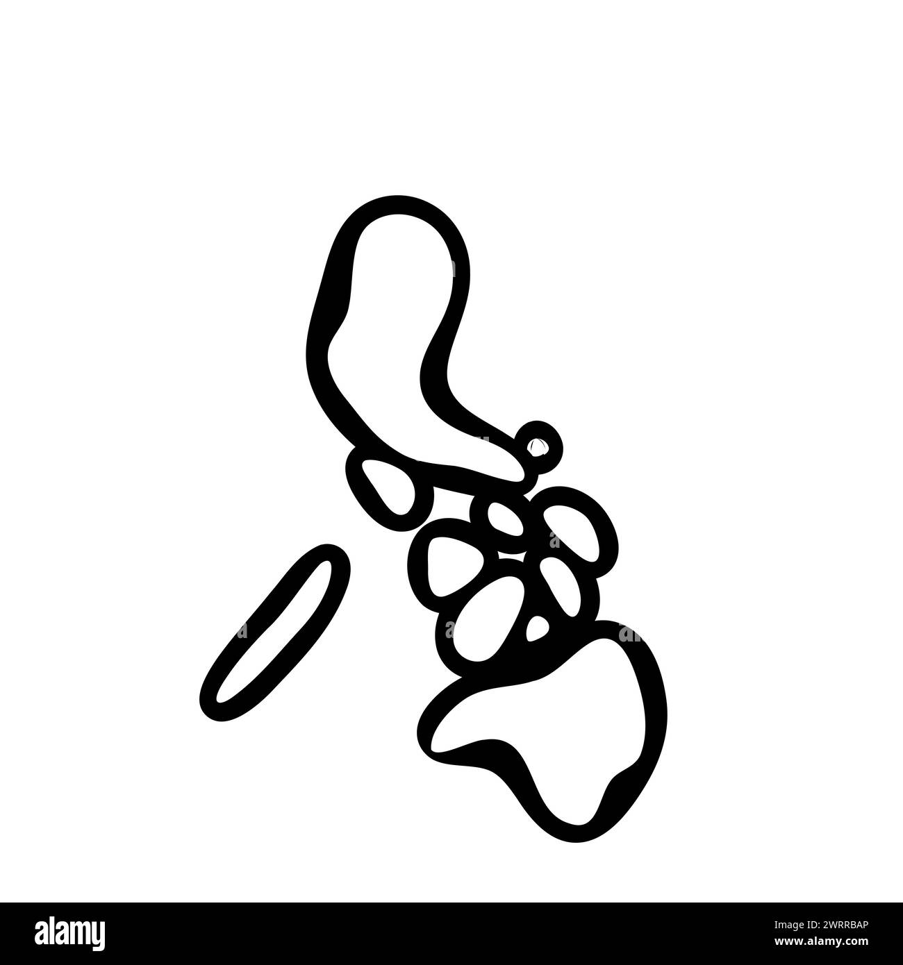 Philippines country simplified map. Black ink smooth outline contour on ...