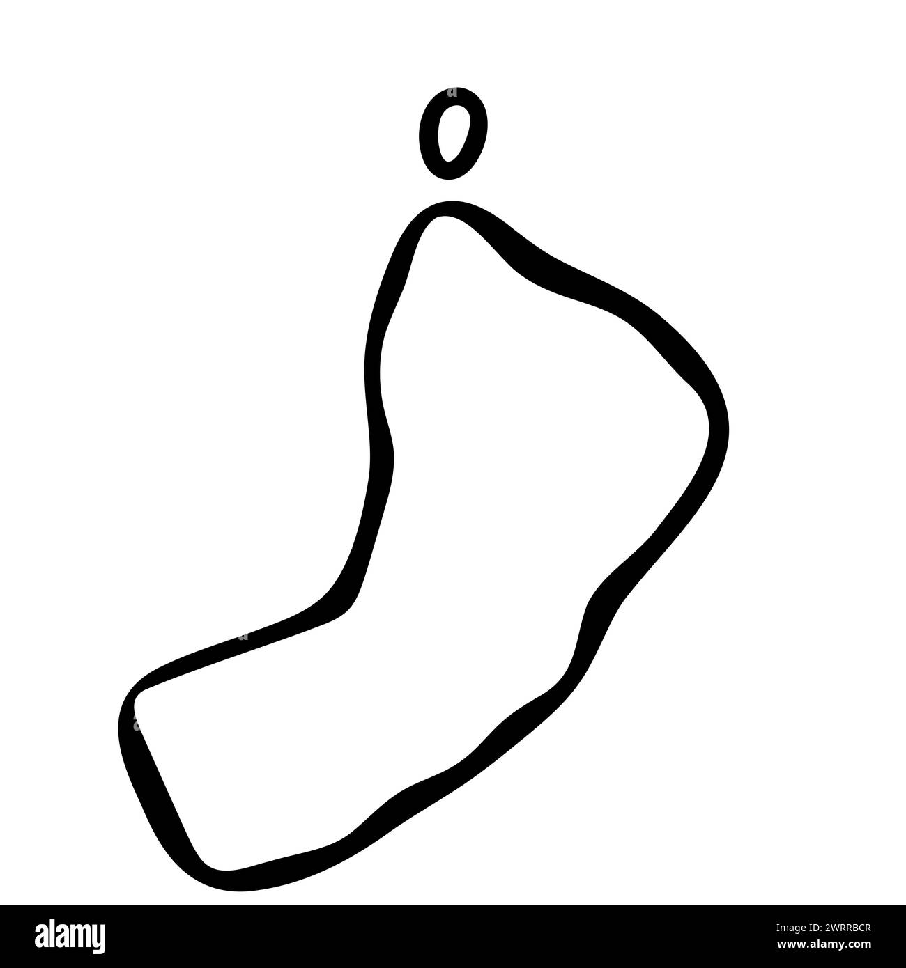 Oman Country Simplified Map Black Ink Smooth Outline Contour On White