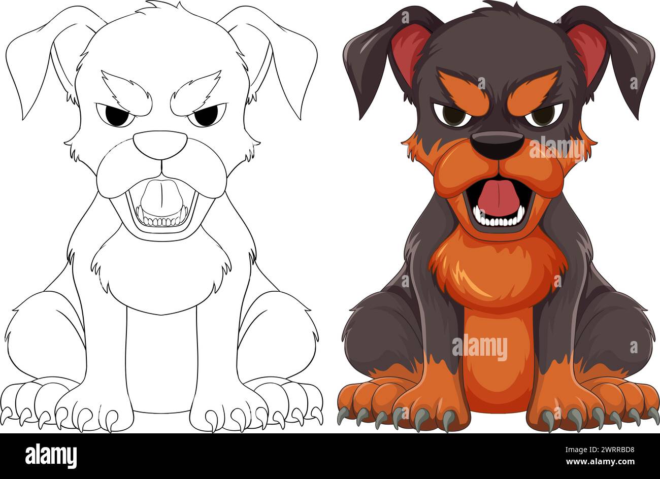 Vector illustration of two angry dogs side by side Stock Vector Image ...