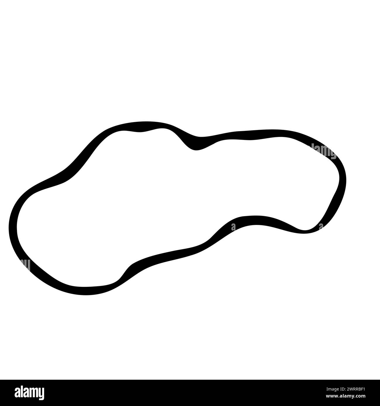 Slovakia country simplified map. Black ink smooth outline contour on ...