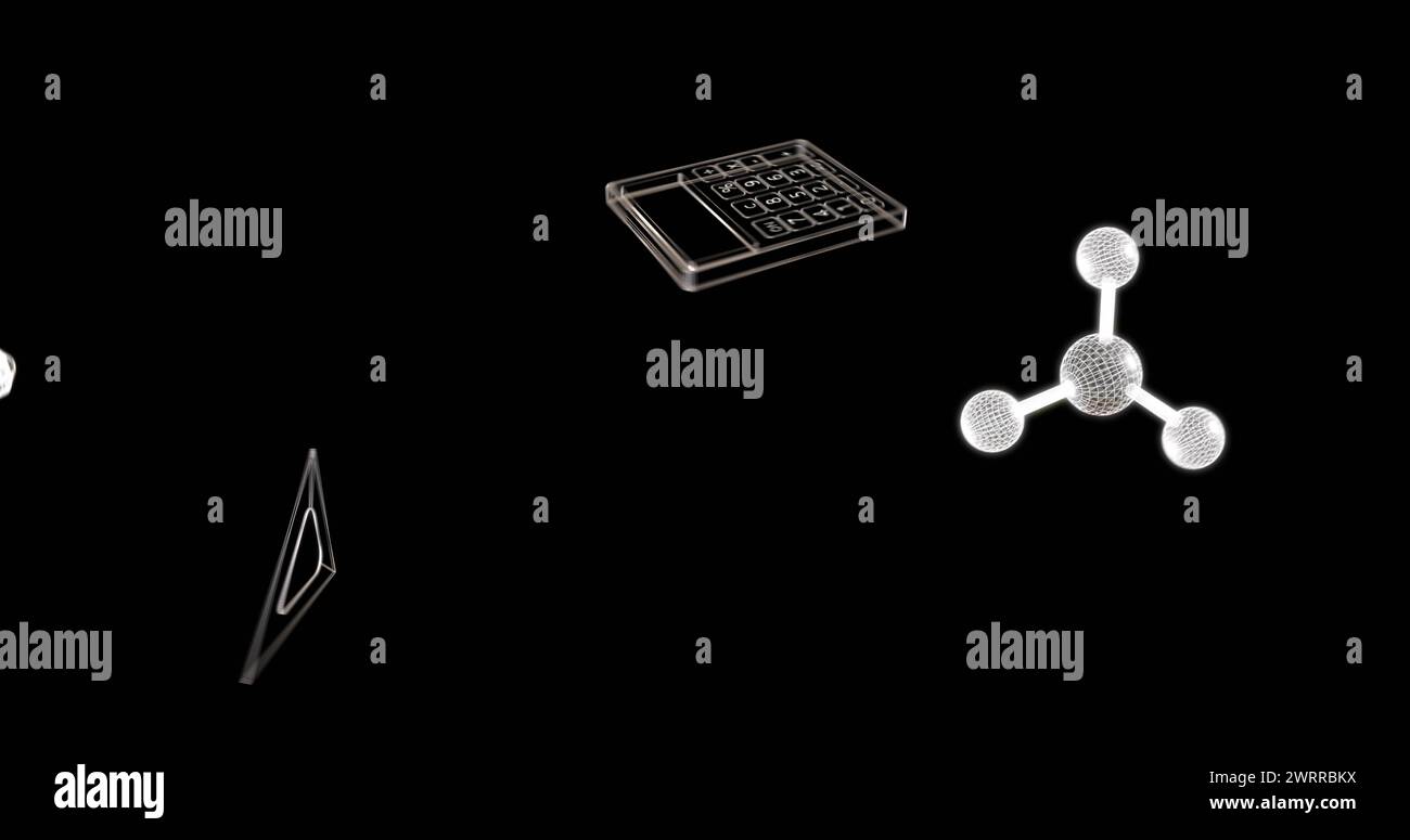 Image of icons moving on black background Stock Photo - Alamy