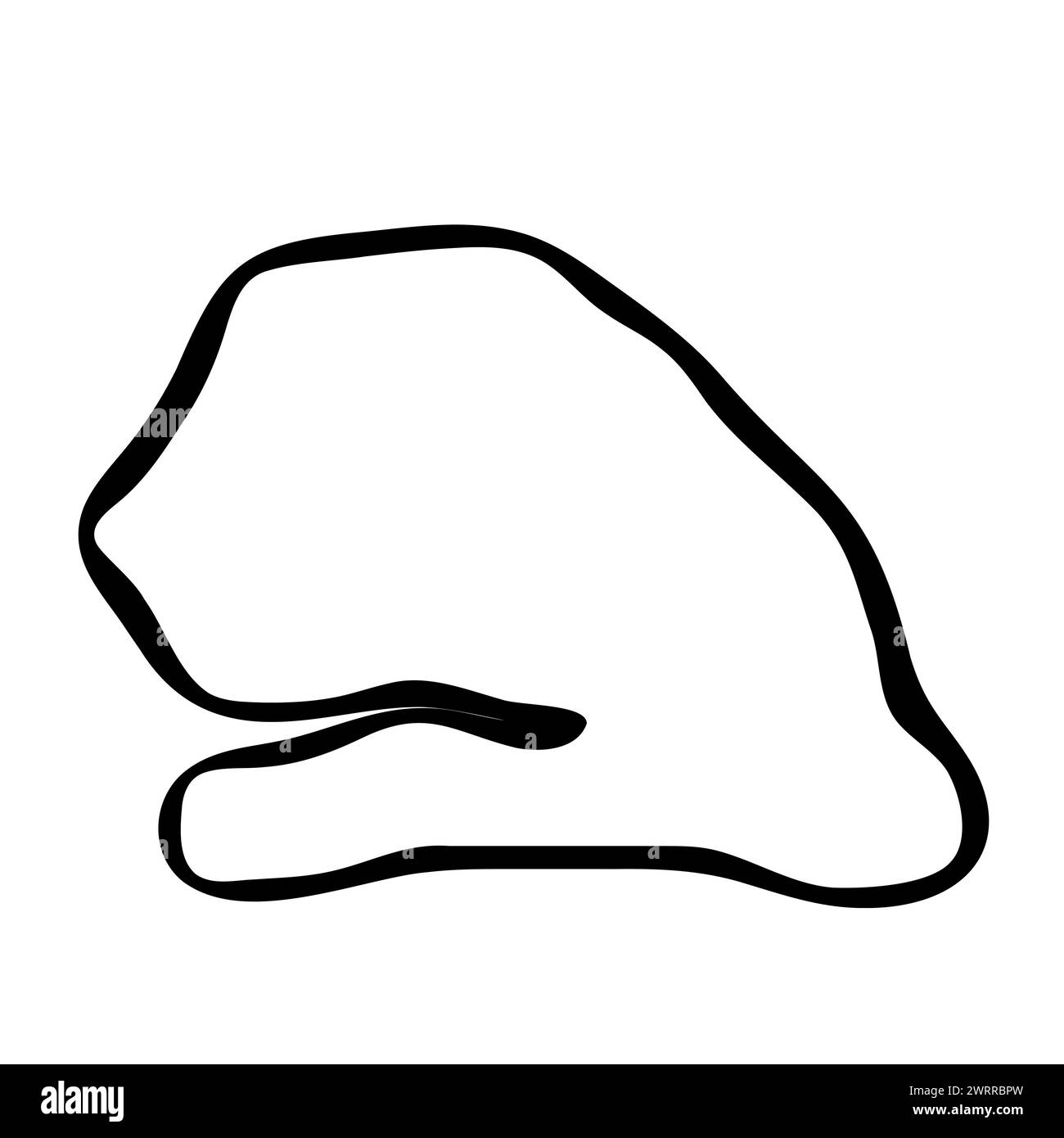 Senegal country simplified map. Black ink smooth outline contour on ...