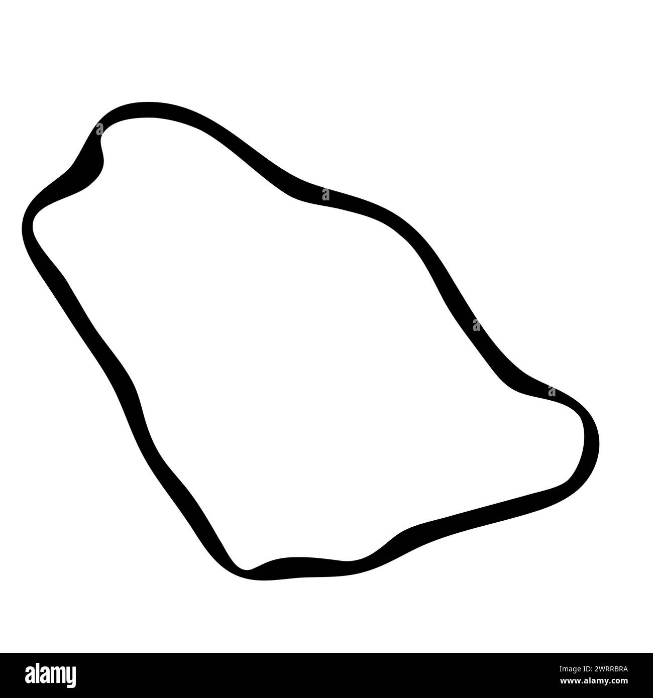 Saudi Arabia Country Simplified Map Black Ink Smooth Outline Contour