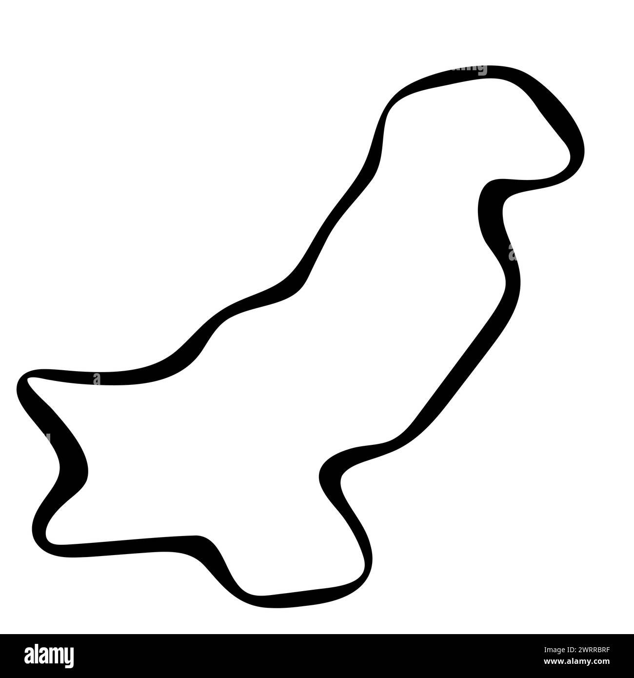 Pakistan country simplified map. Black ink smooth outline contour on ...
