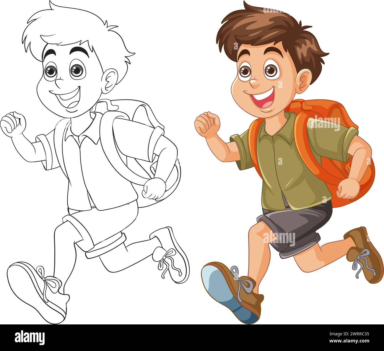 Cartoon boy running with a cheerful expression Stock Vector Image & Art ...