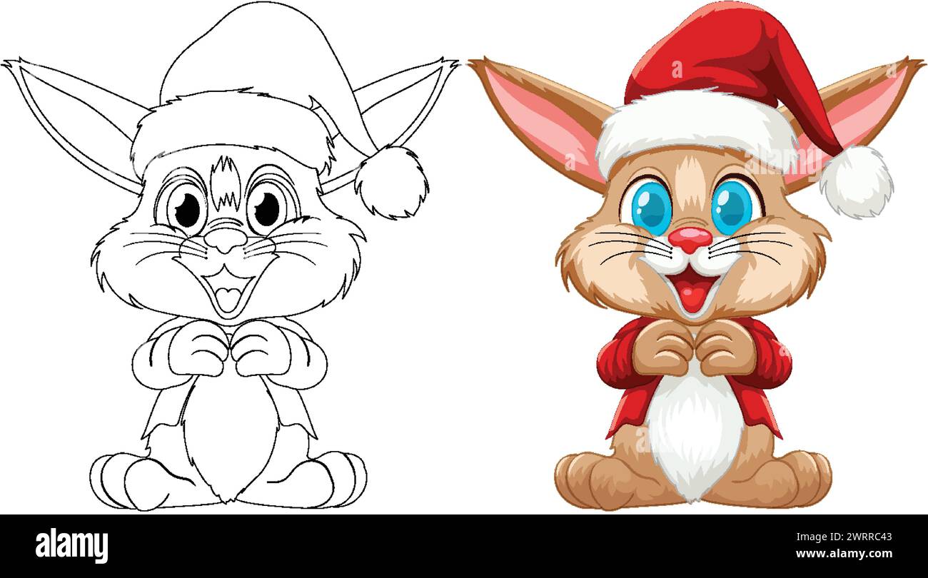 Cute rabbit cartoon character with Christmas theme Stock Vector Image ...