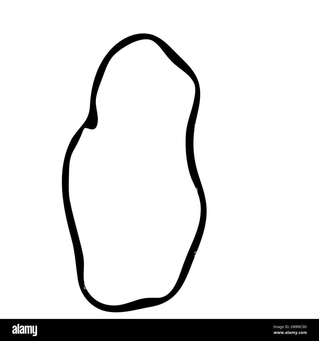 Qatar country simplified map. Black ink smooth outline contour on white ...