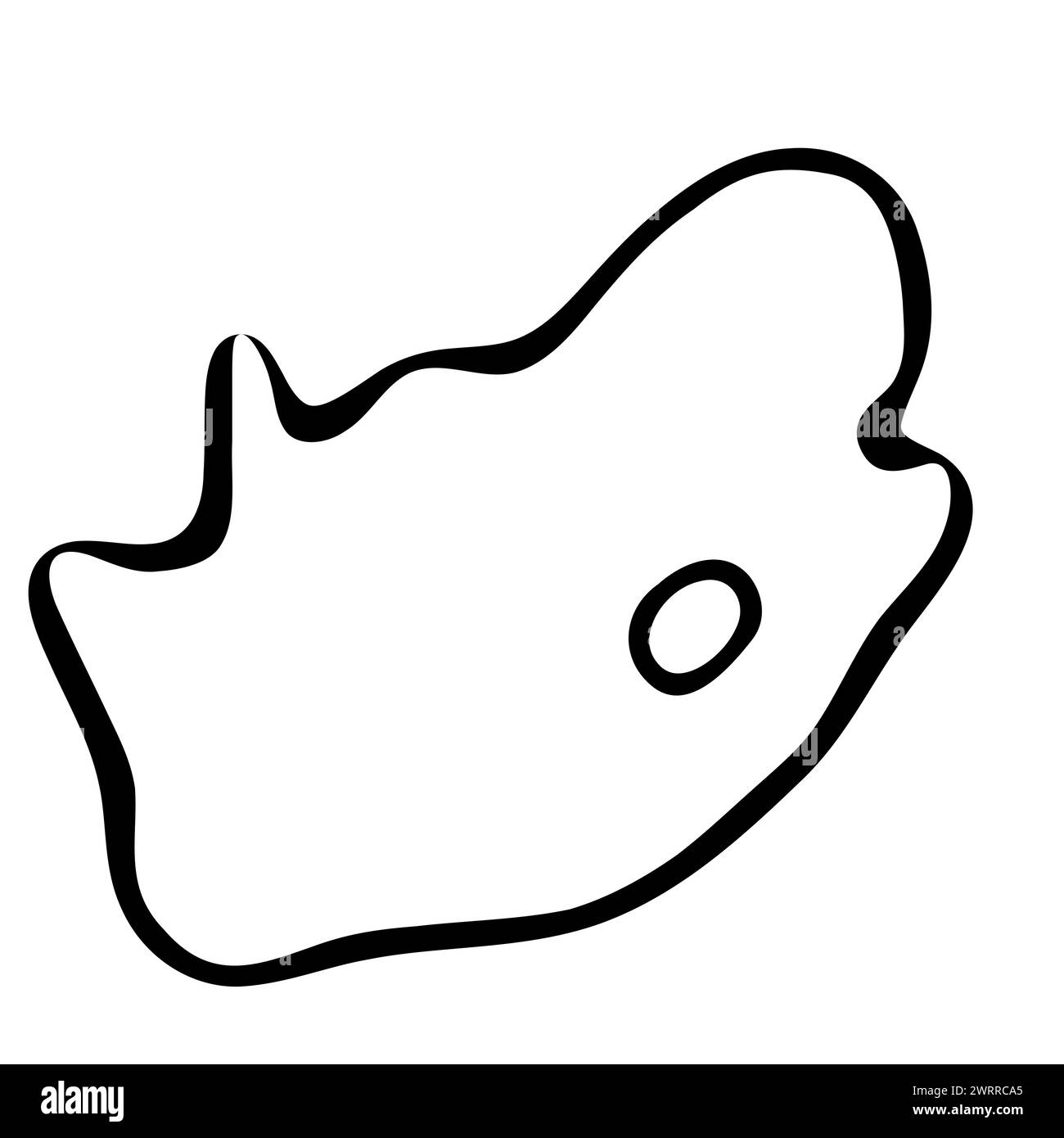 South Africa Country Simplified Map Black Ink Smooth Outline Contour