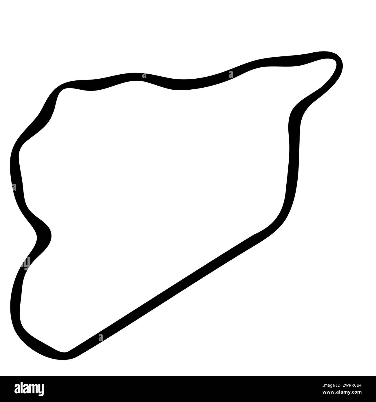 Syria country simplified map. Black ink smooth outline contour on white ...