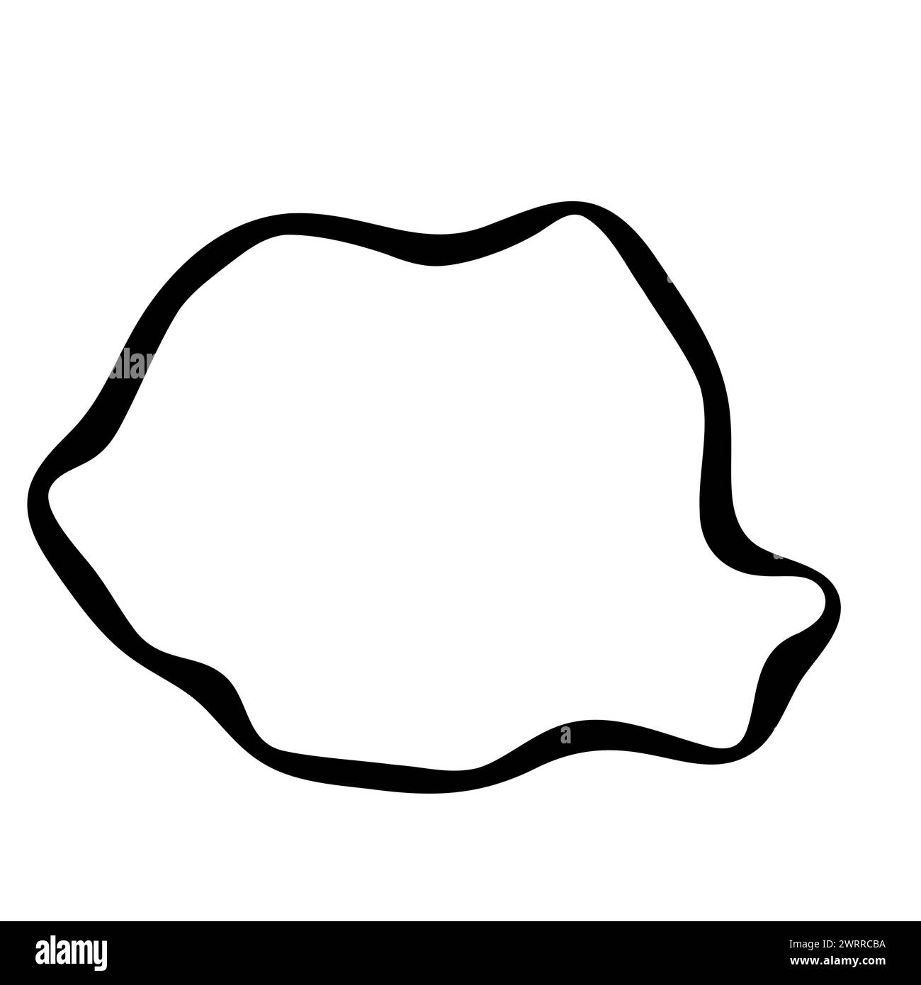 Romania country simplified map. Black ink smooth outline contour on ...