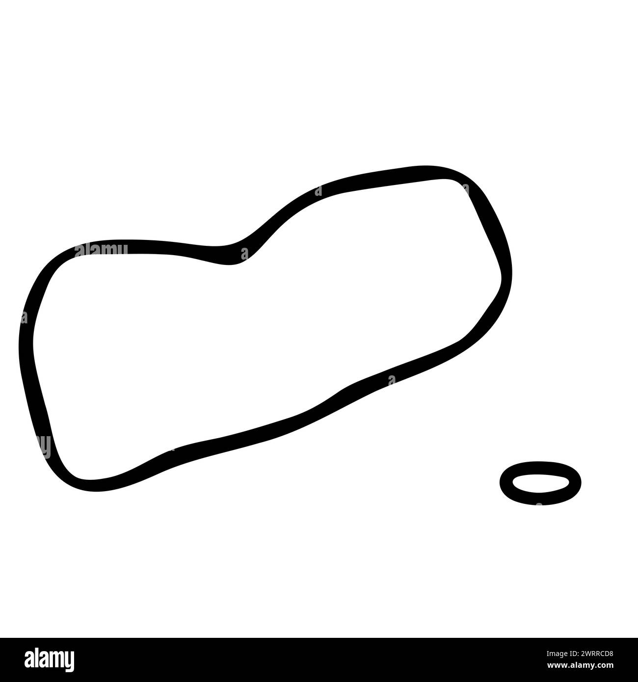 Yemen Country Simplified Map Black Ink Smooth Outline Contour On White