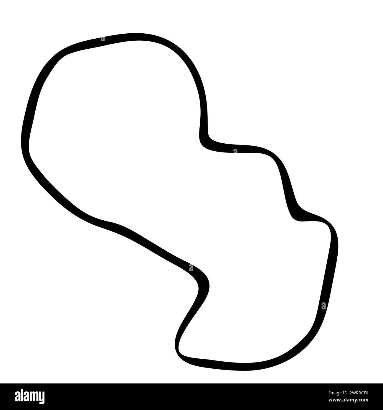 Paraguay Country Simplified Map Black Ink Smooth Outline Contour On