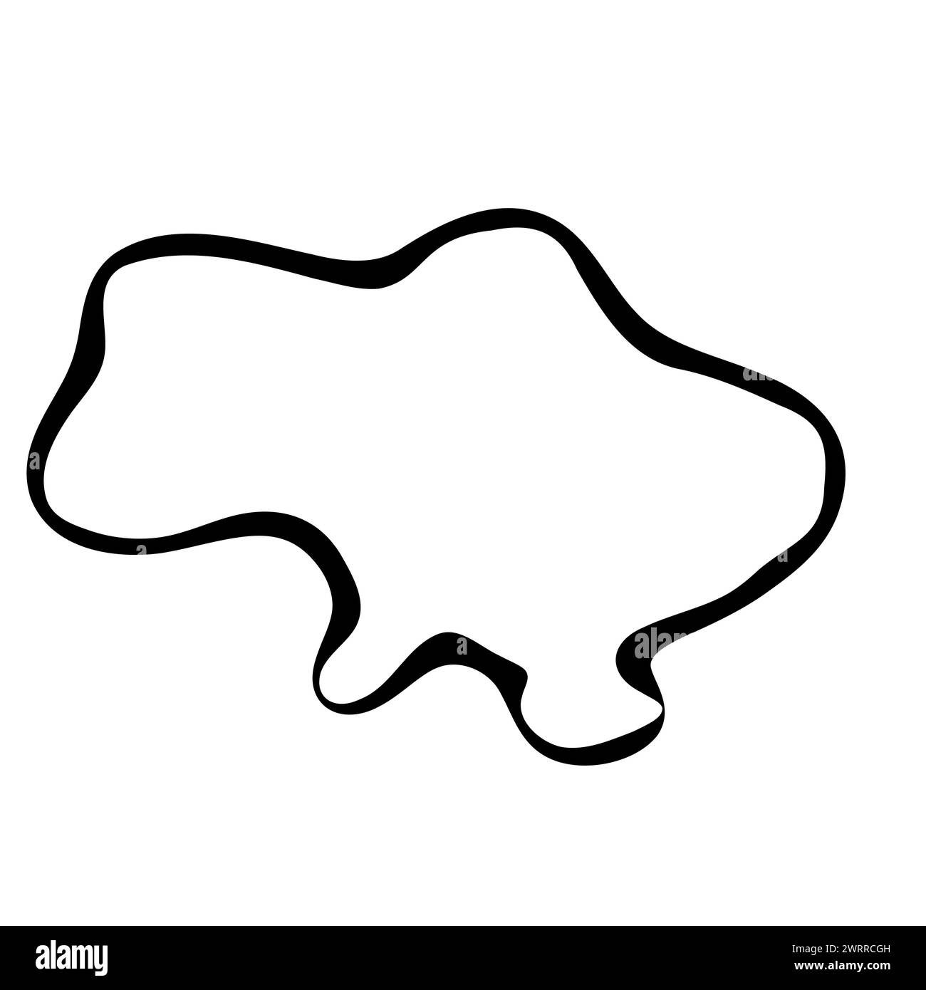 Ukraine Country Simplified Map Black Ink Smooth Outline Contour On