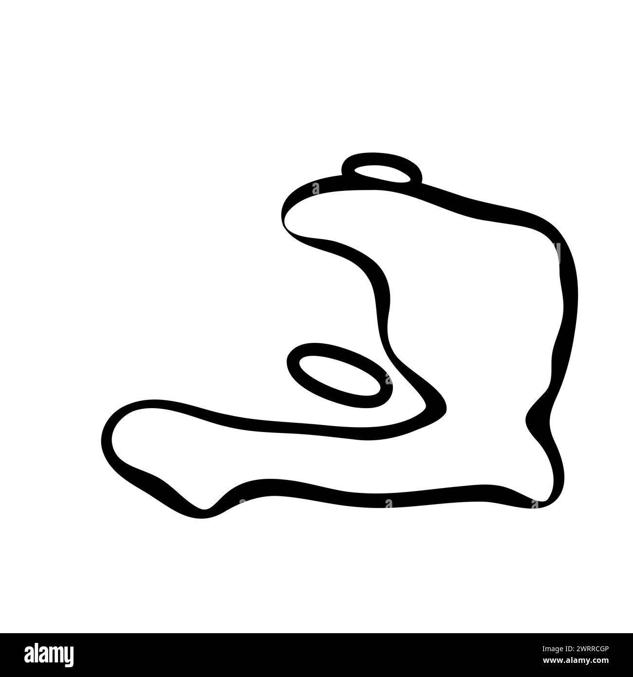 Haiti country simplified map. Black ink smooth outline contour on white ...