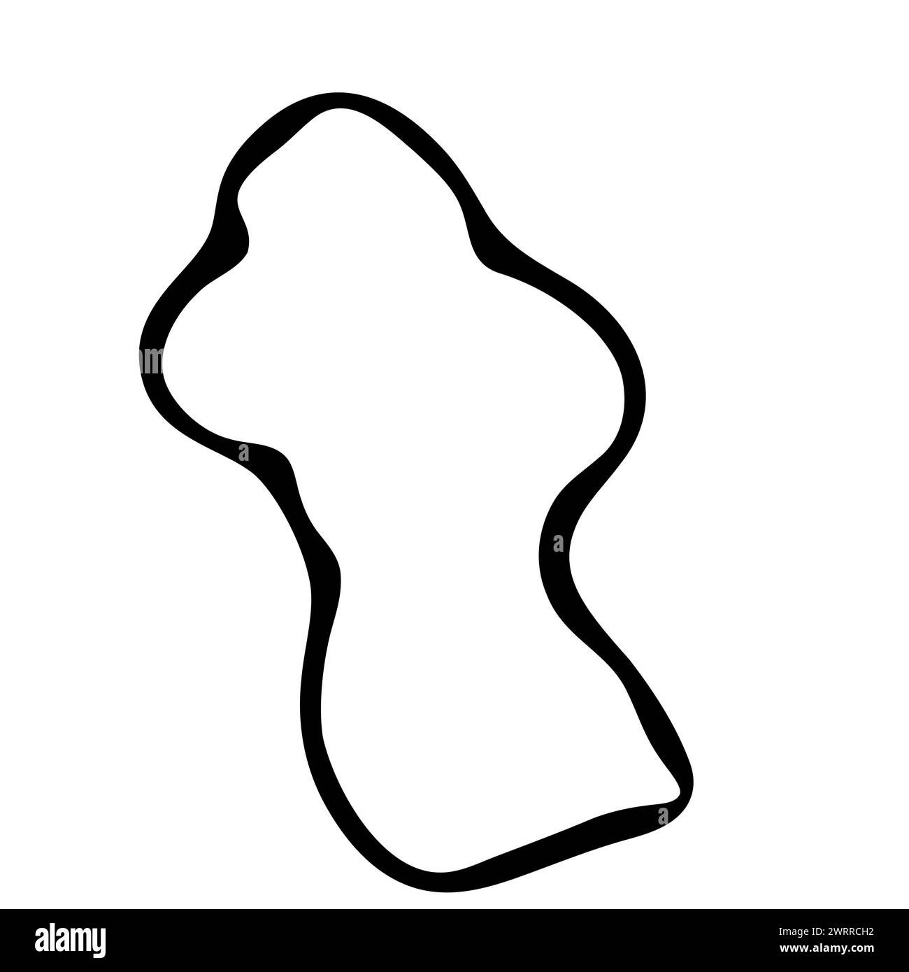 Guyana Country Simplified Map Black Ink Smooth Outline Contour On