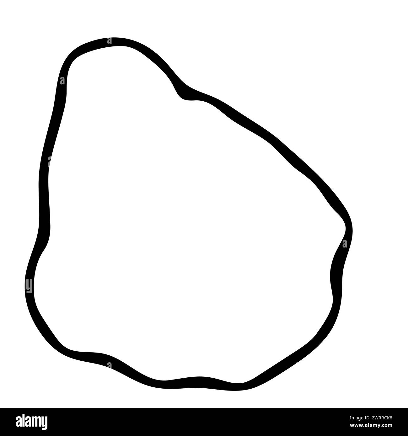 Uruguay Country Simplified Map Black Ink Smooth Outline Contour On