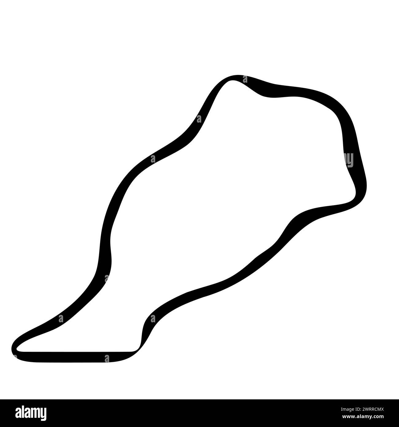 Morocco country simplified map. Black ink smooth outline contour on ...