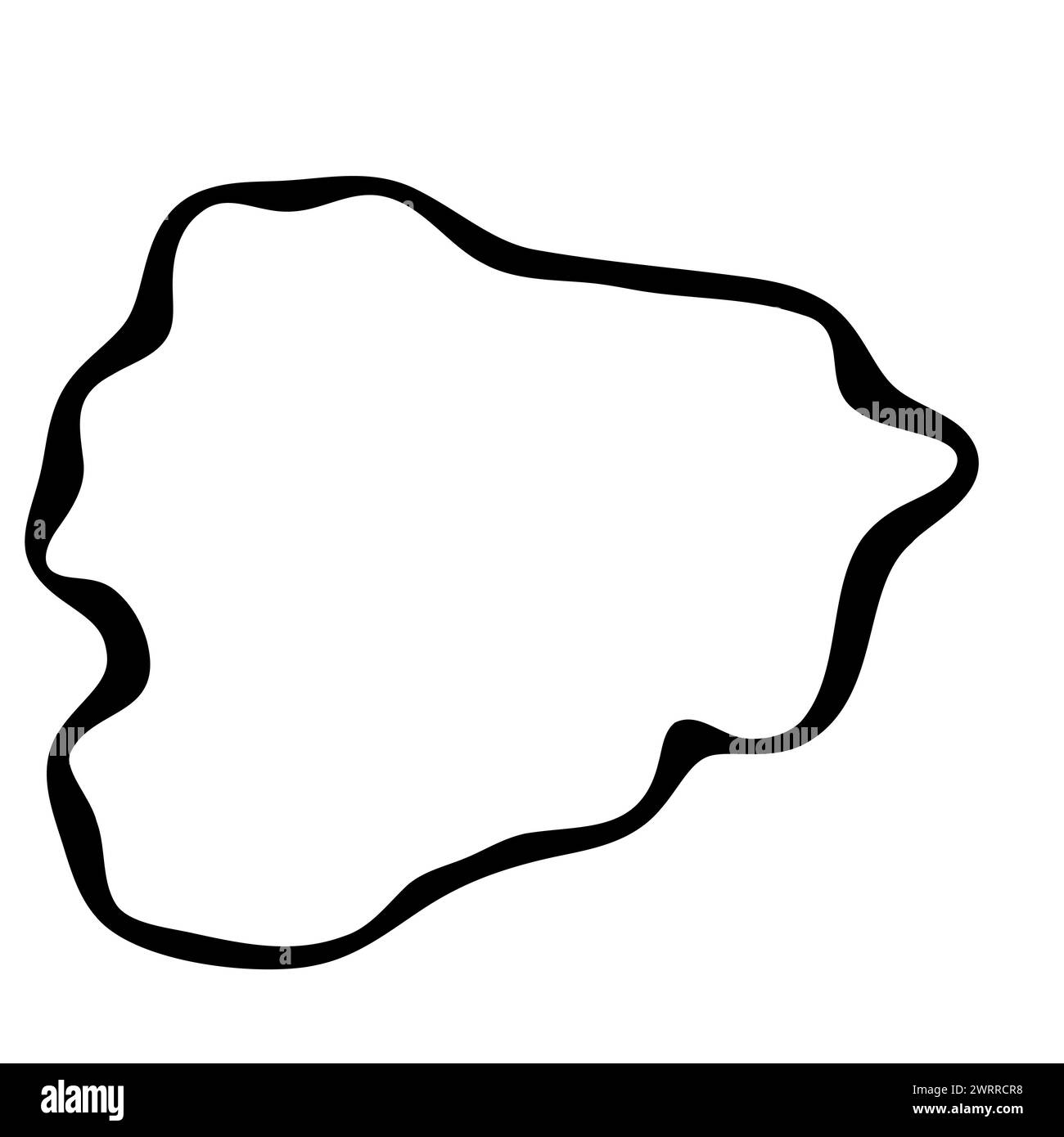 Andorra Country Simplified Map Black Ink Smooth Outline Contour On