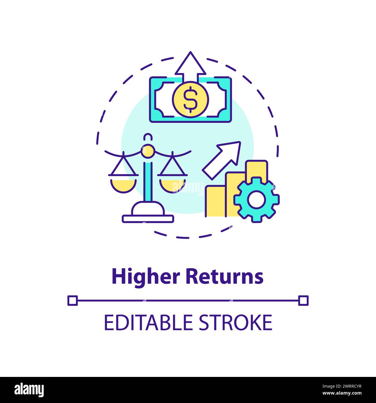 Higher returns multi color concept icon Stock Vector Image & Art - Alamy