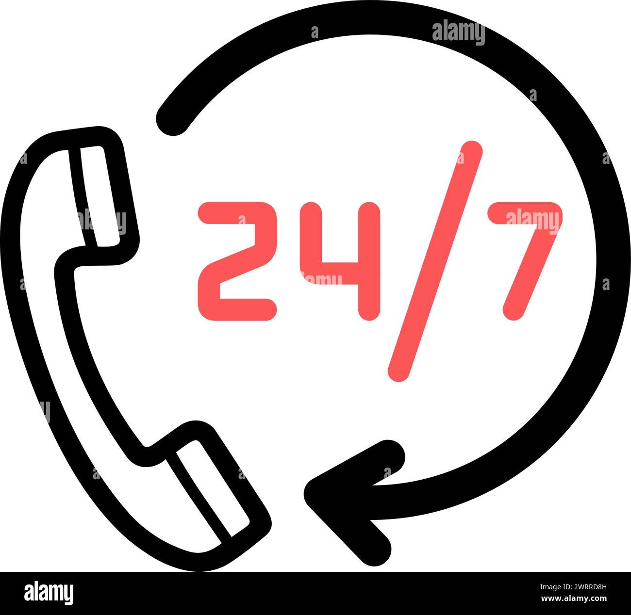 Icon of a 24 hours a day as symbol of support and service Stock Vector ...