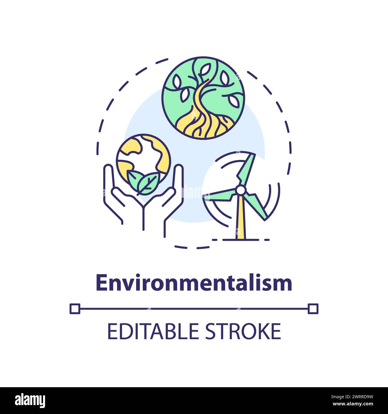Environmentalism political movement multi color concept icon Stock ...
