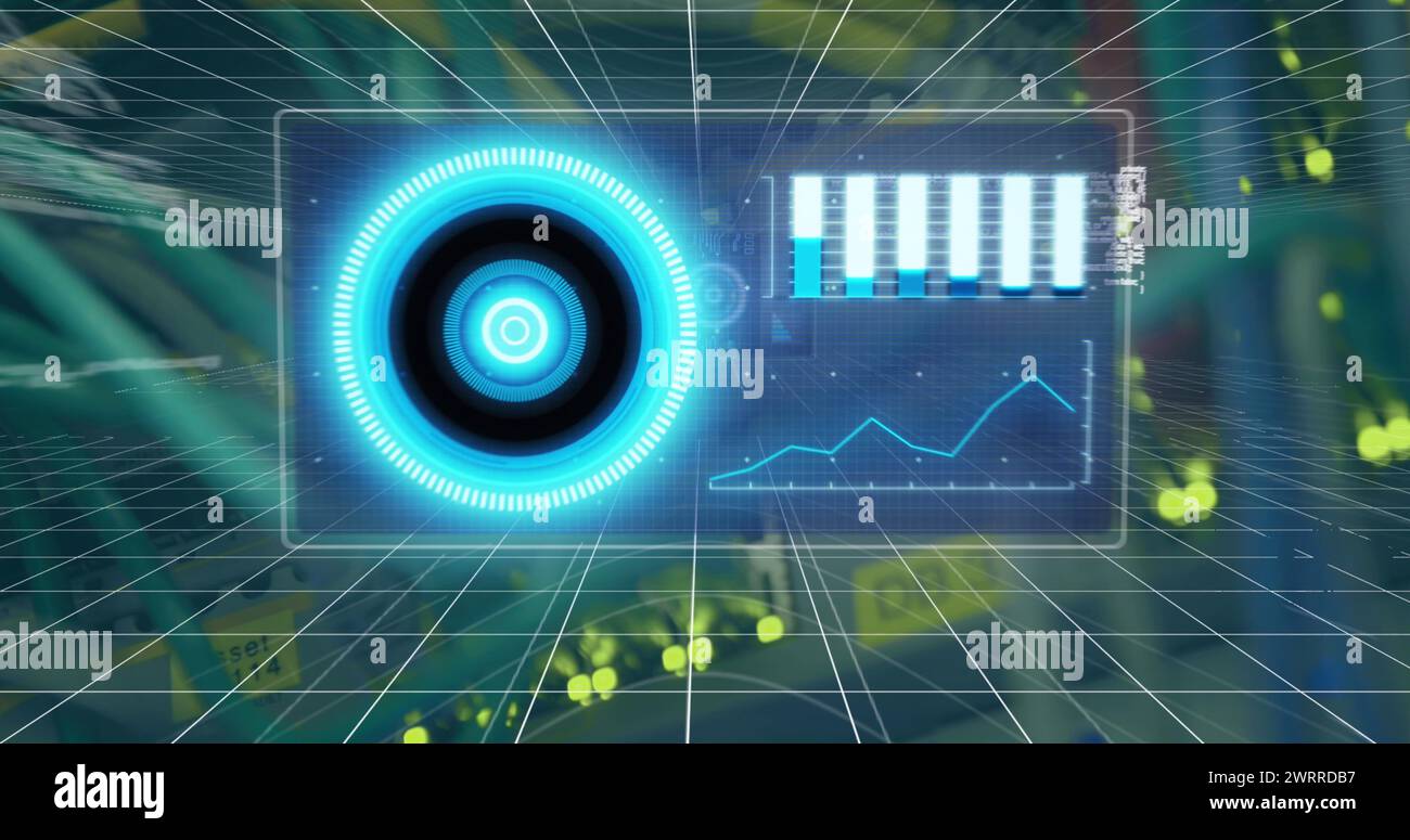 Image of scope scanning over grid and cables in computer server Stock ...
