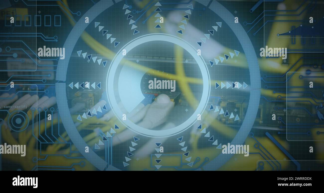 Image of scope scanning over cables in computer server Stock Photo - Alamy