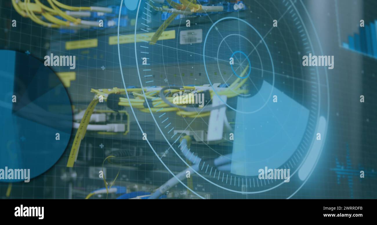 Image of scope scanning over cables in computer server Stock Photo - Alamy