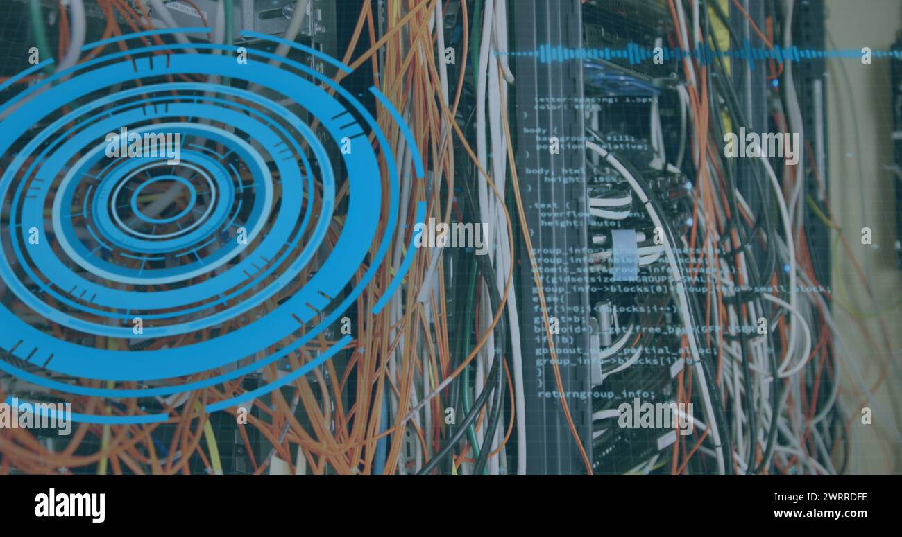 Image of scope scanning over cables in computer server Stock Photo - Alamy