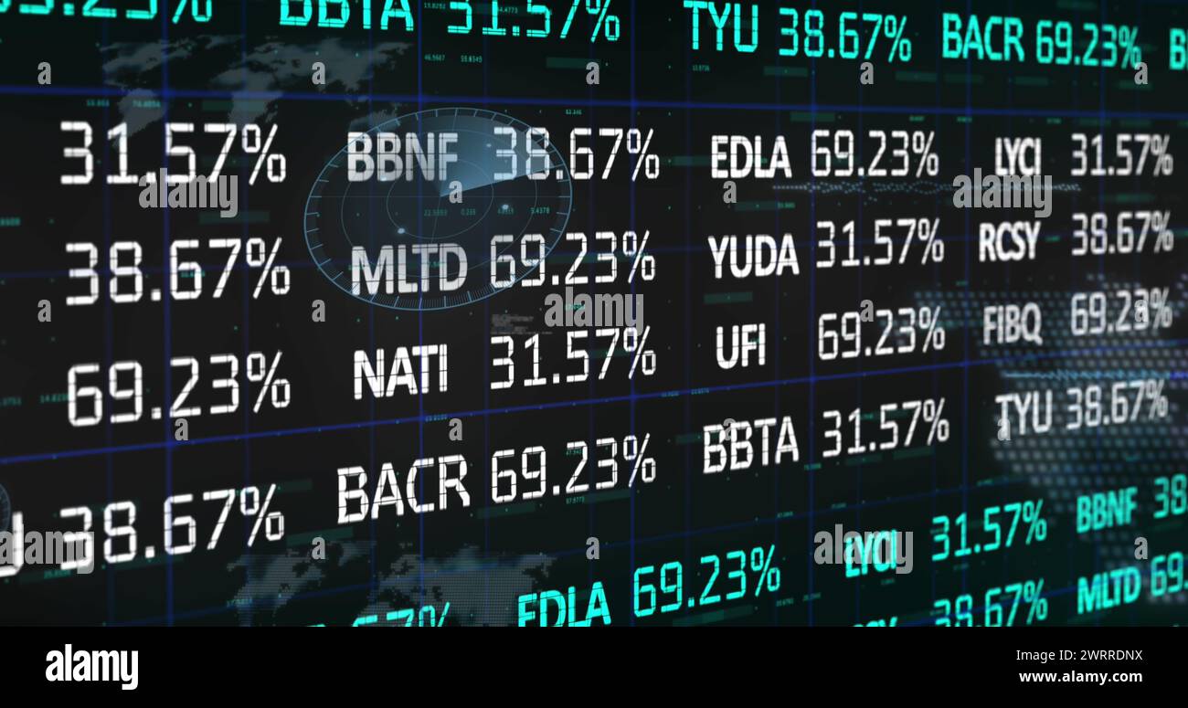 Image of statistics and data processing over world map Stock Photo - Alamy